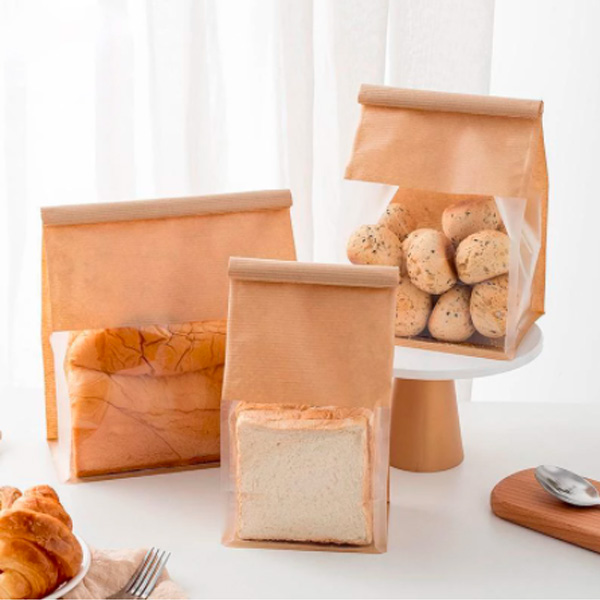 China Bread Toast Packaging Bags Clear Window Kraft Paper Curling Wire ...